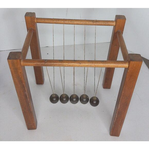 Toys | Vintage Newtons Cradle Kinetic Energy Wood With Metal Balls ...
